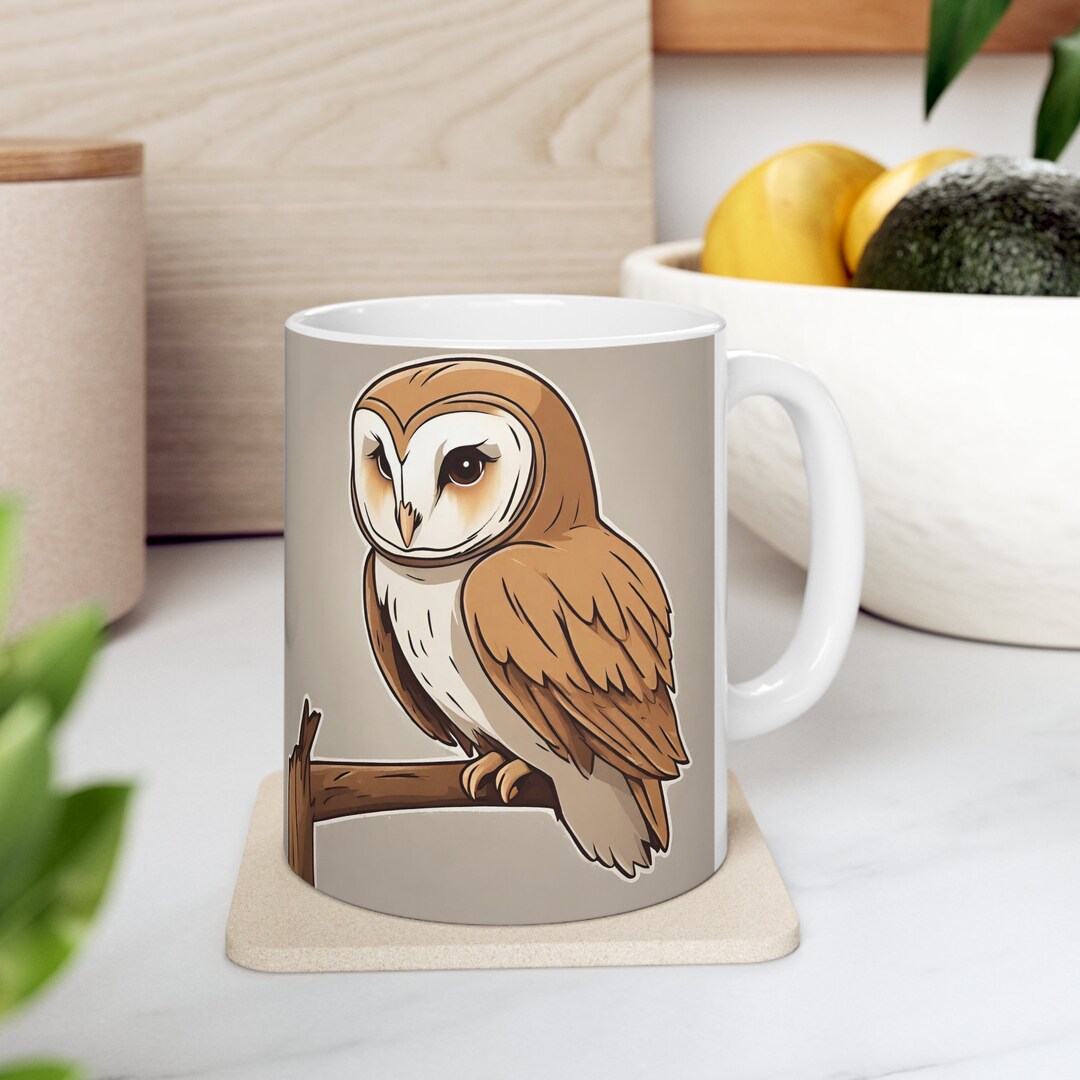 Cute Barn Owl Mug, Owl Cup, Gift, Coffee Mug, Present, Animal Mug, Barn ...