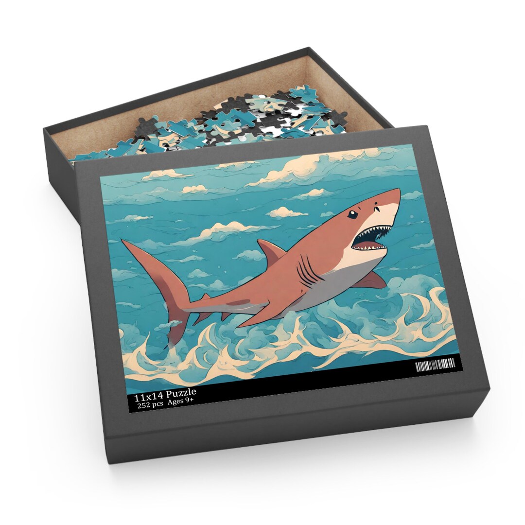 Shark Jigsaw Puzzle, Ocean Shark Art, Picture, Fun Puzzle Game, Gift - Etsy