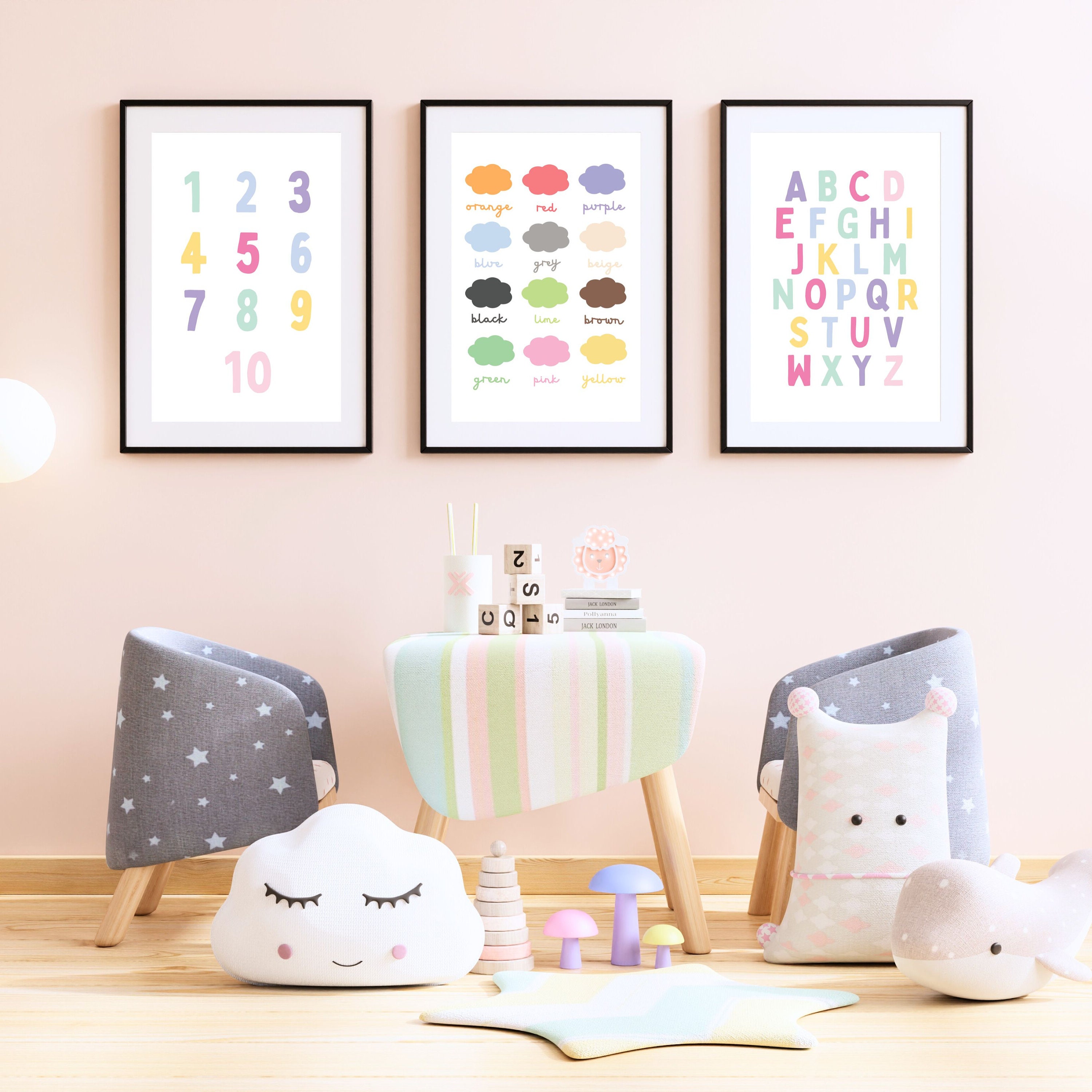 Kids Wall Art Set, Educational Posters, Classroom Decor, Alphabets ...