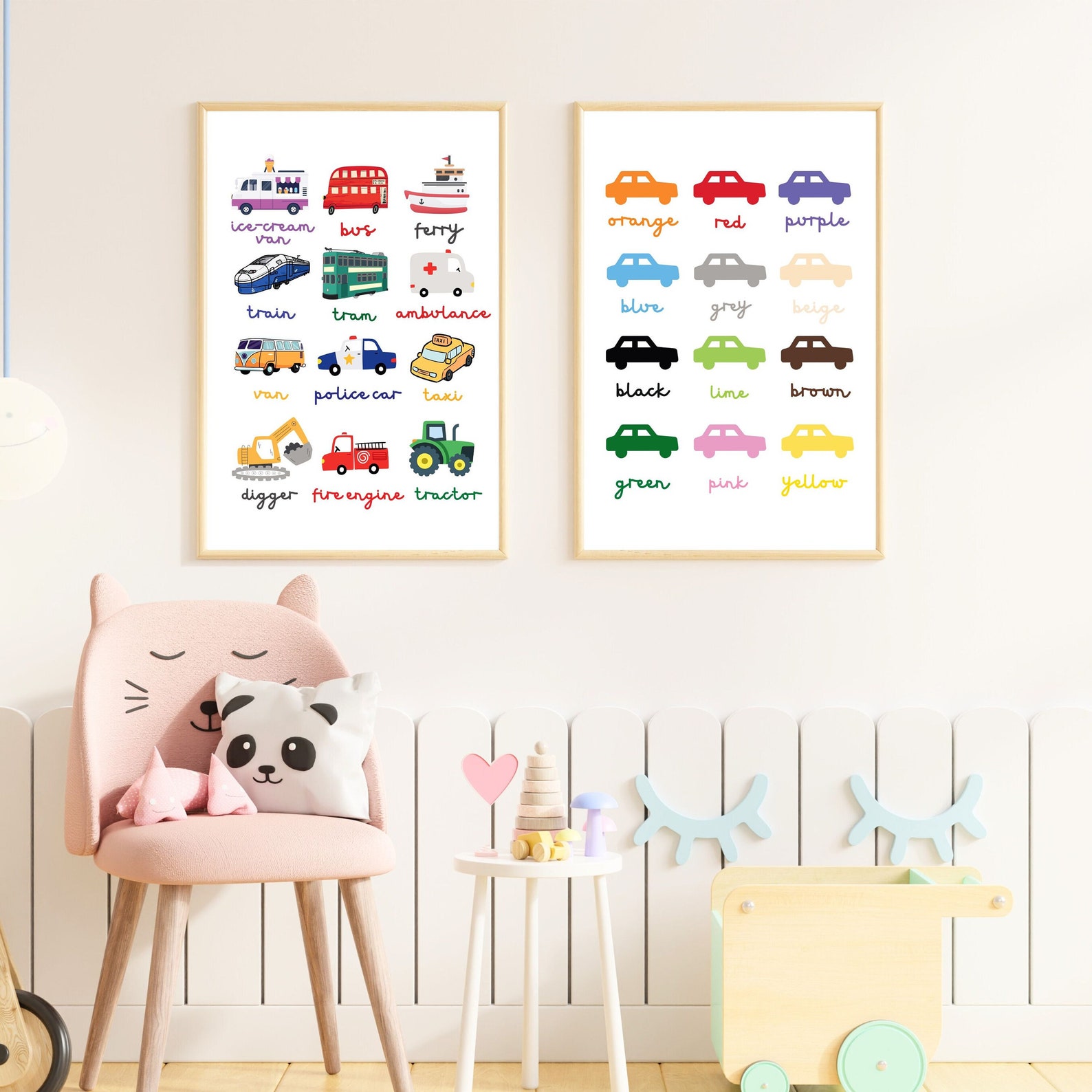 Kids Wall Art Set, Educational Posters, Classroom Decor, Colours ...