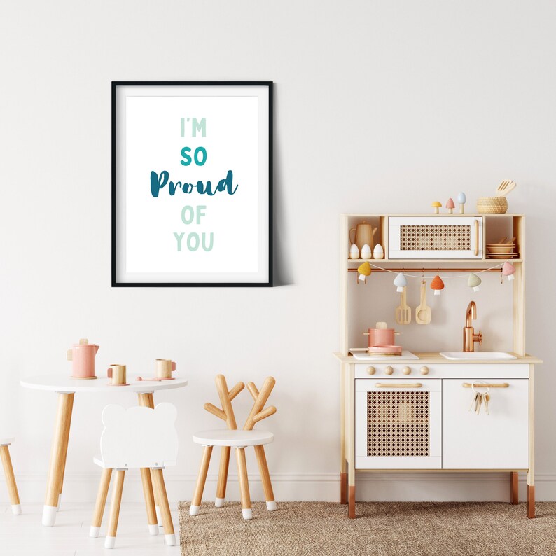 Kids Wall Art Set, Educational Posters, Blue Classroom Decor, Alphabets ...