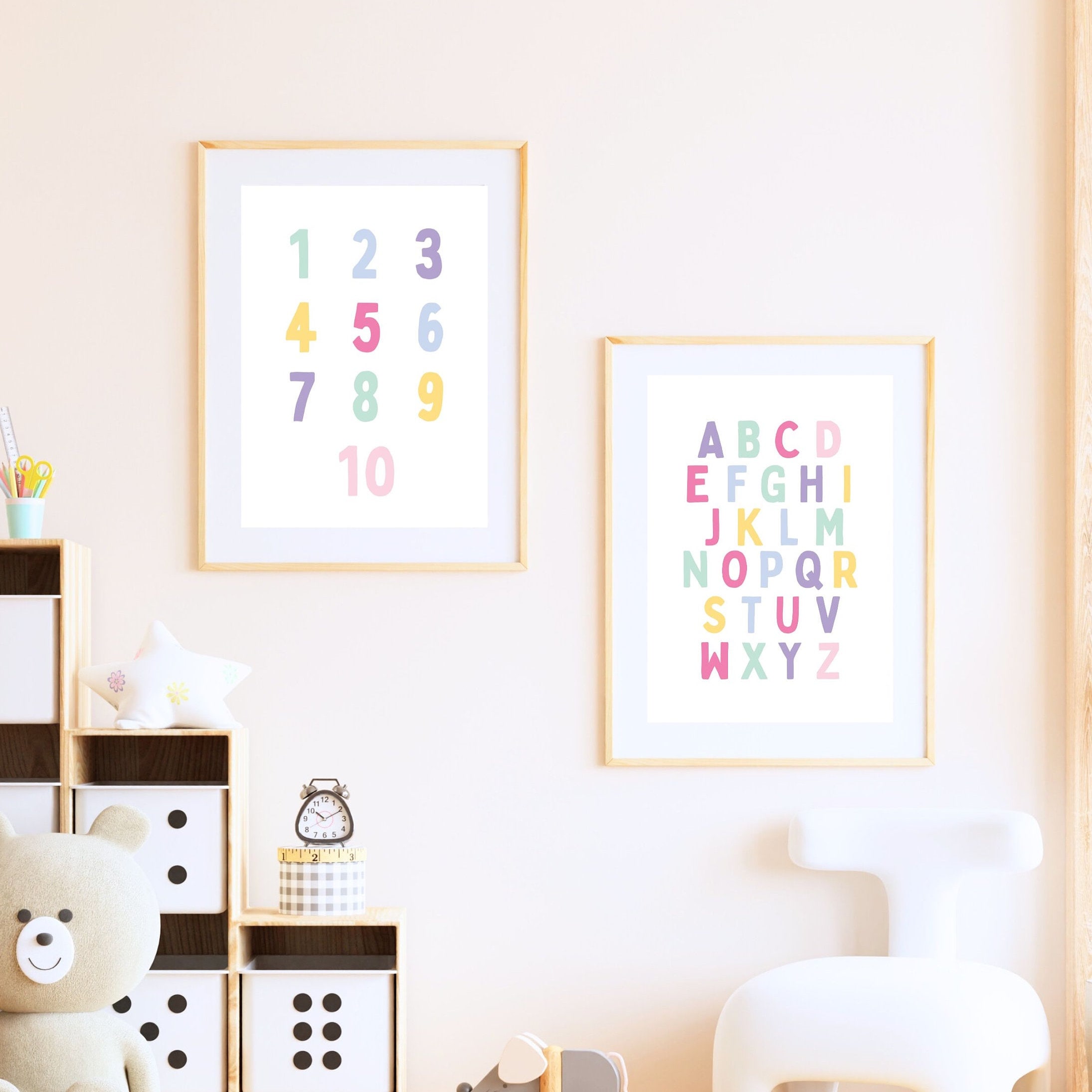 Kids Wall Art Set, Educational Posters, Classroom Decor, Alphabets ...