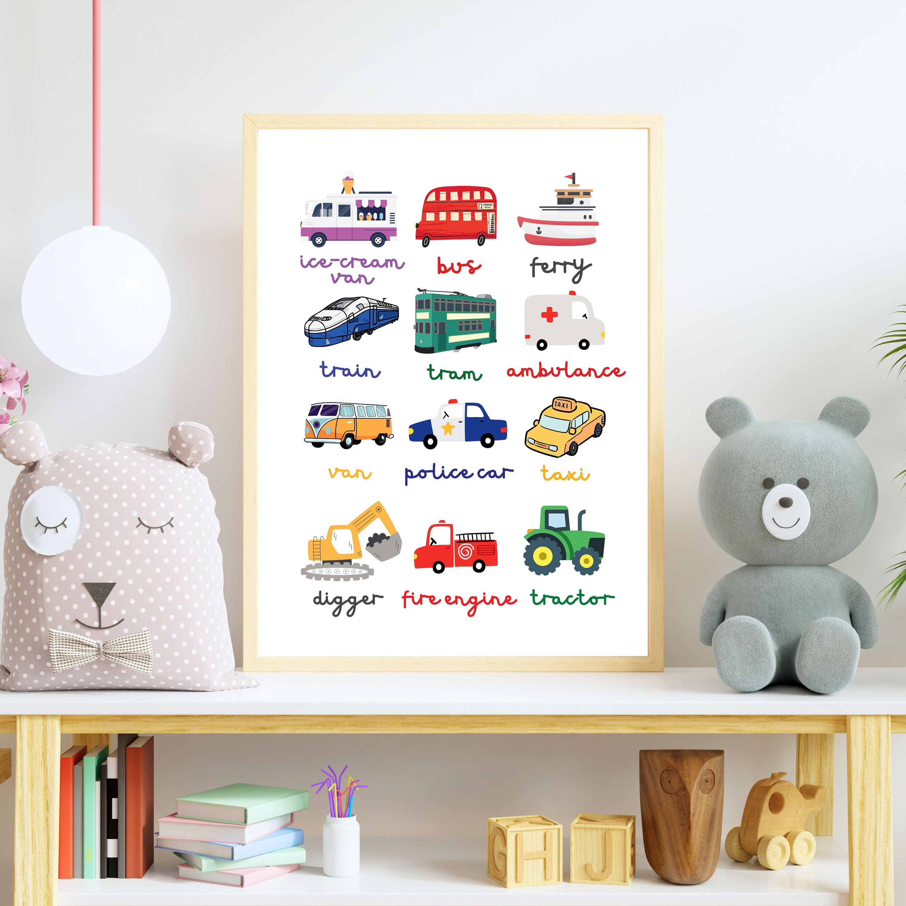 Kids Wall Art Set, Educational Posters, Classroom Decor, Colours ...