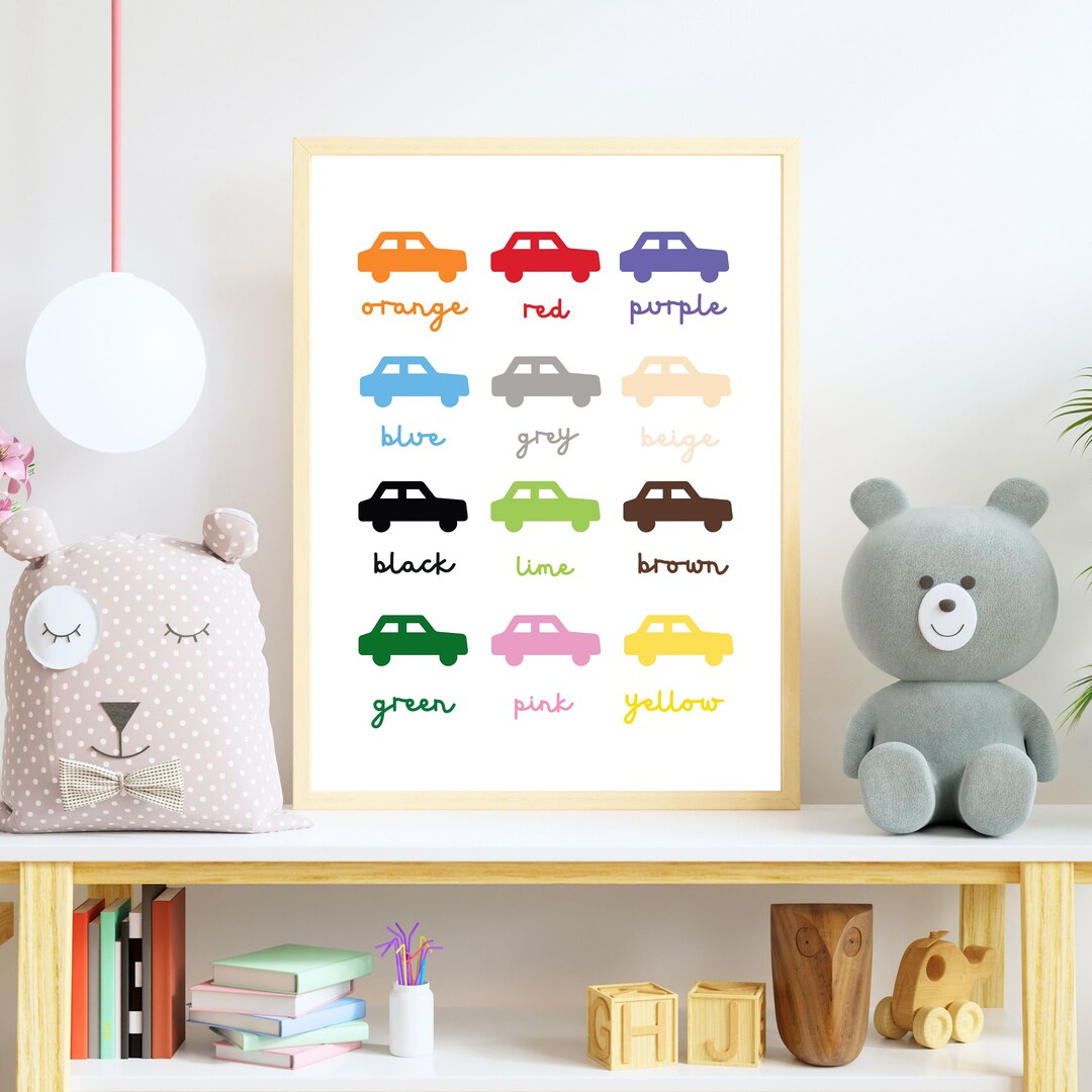 Kids Wall Art Set, Educational Posters, Classroom Decor, Colours ...