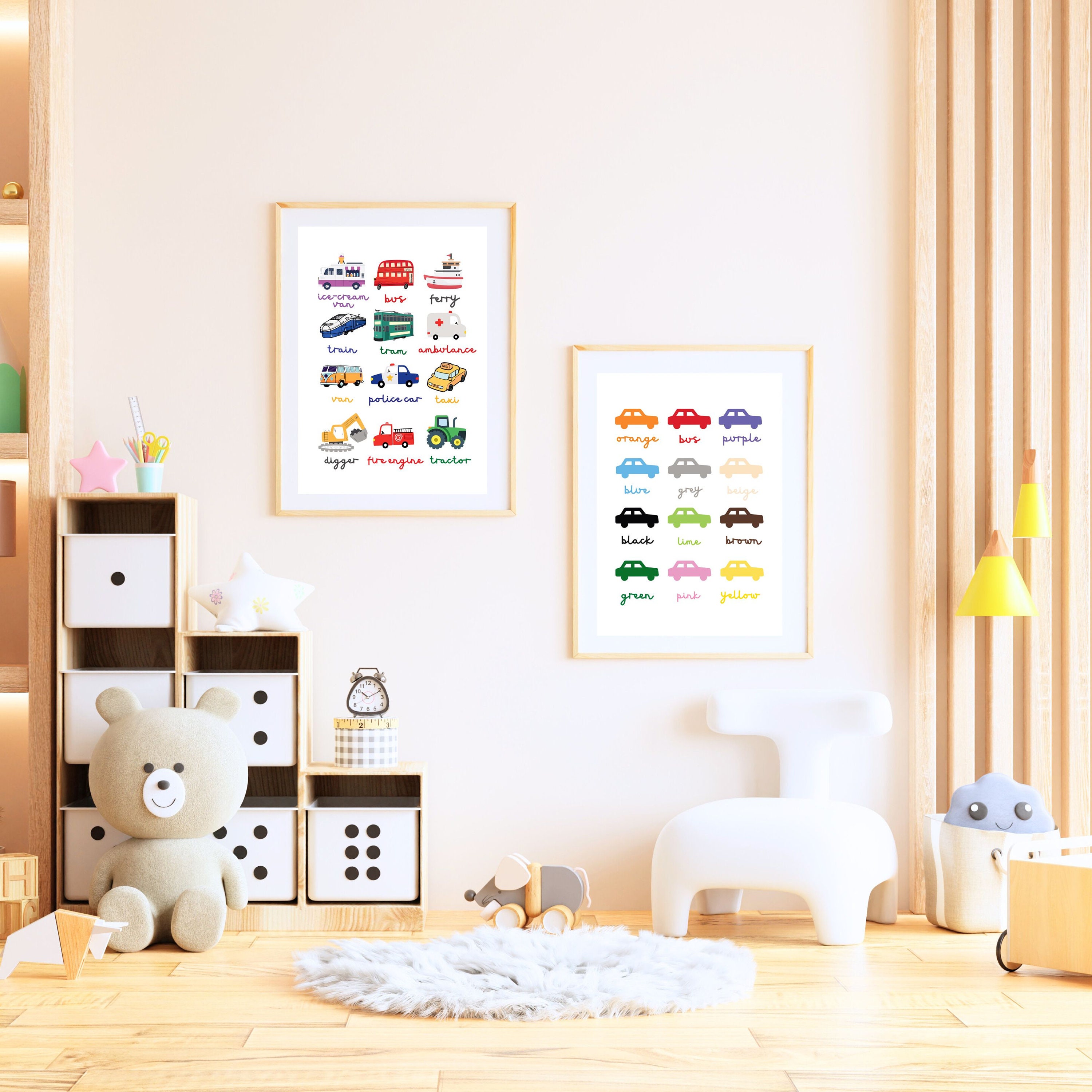 Kids Wall Art Set, Educational Posters, Classroom Decor, Colours ...