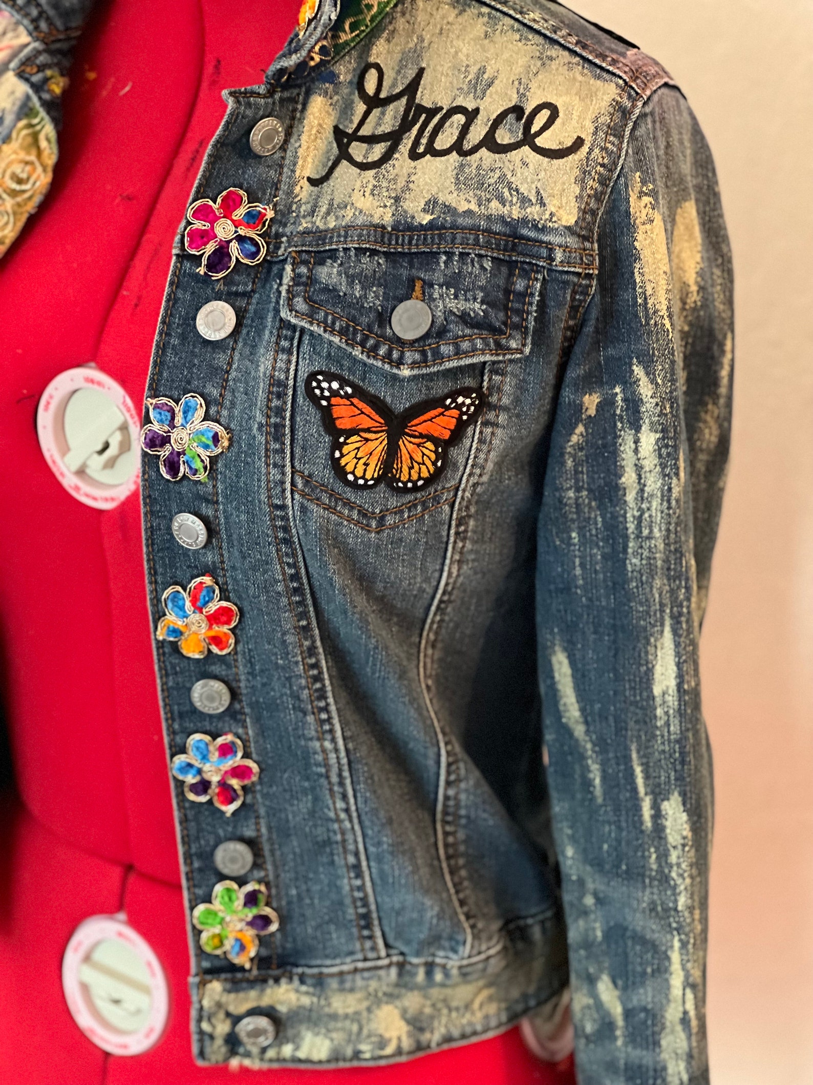Butterfly Denim Jacket, Joyful and Free - Etsy