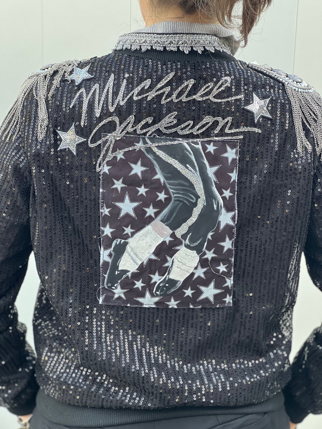 Michael Jackson Inspired Black Sequin Jacket Featuring Moonwalk - Etsy