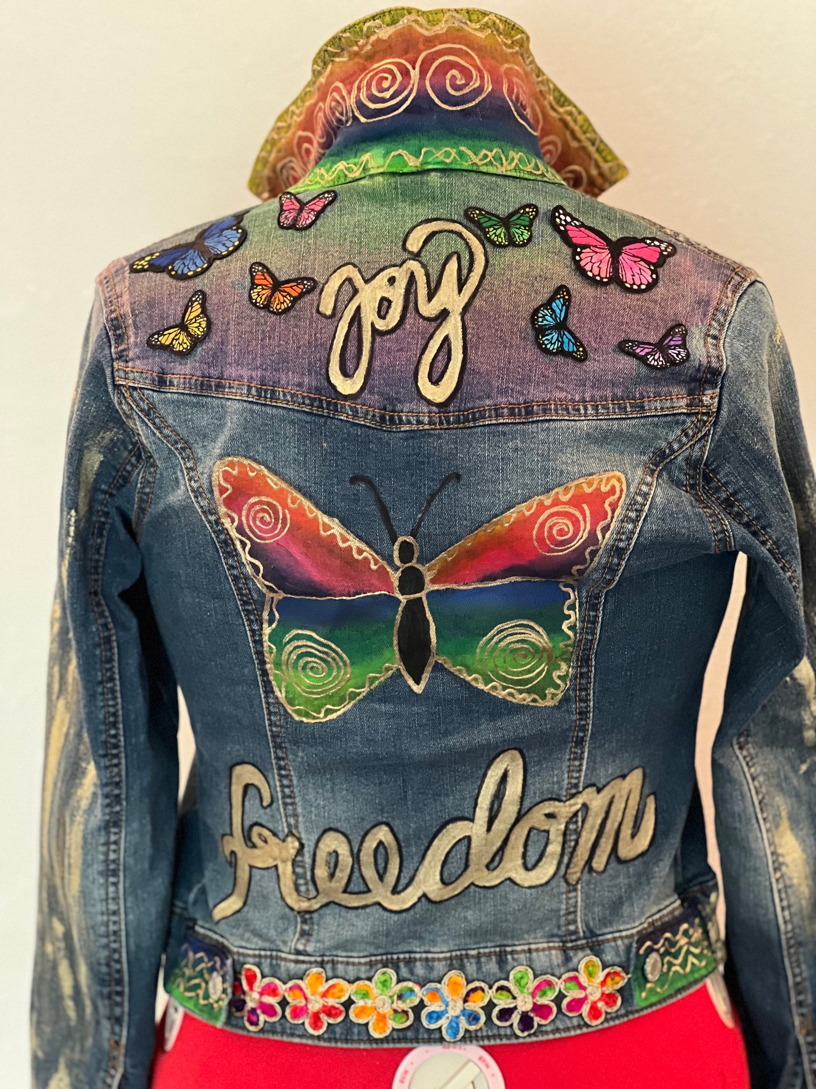 Butterfly Denim Jacket, Joyful and Free - Etsy