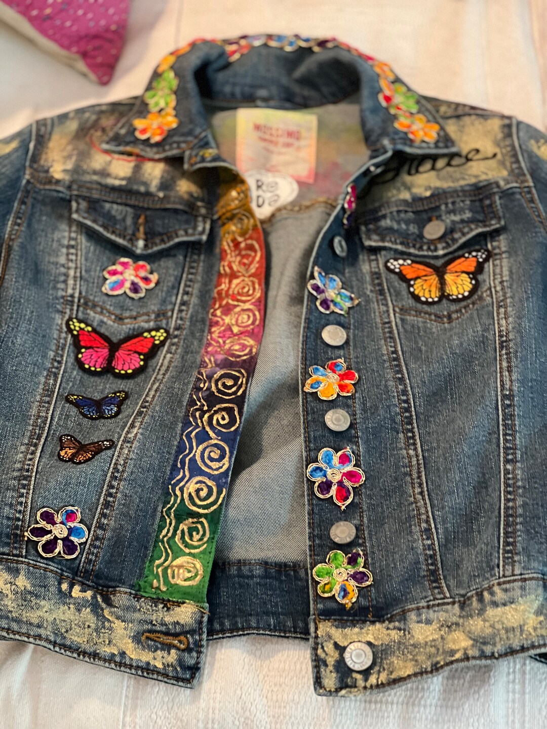 Butterfly Denim Jacket, Joyful and Free - Etsy