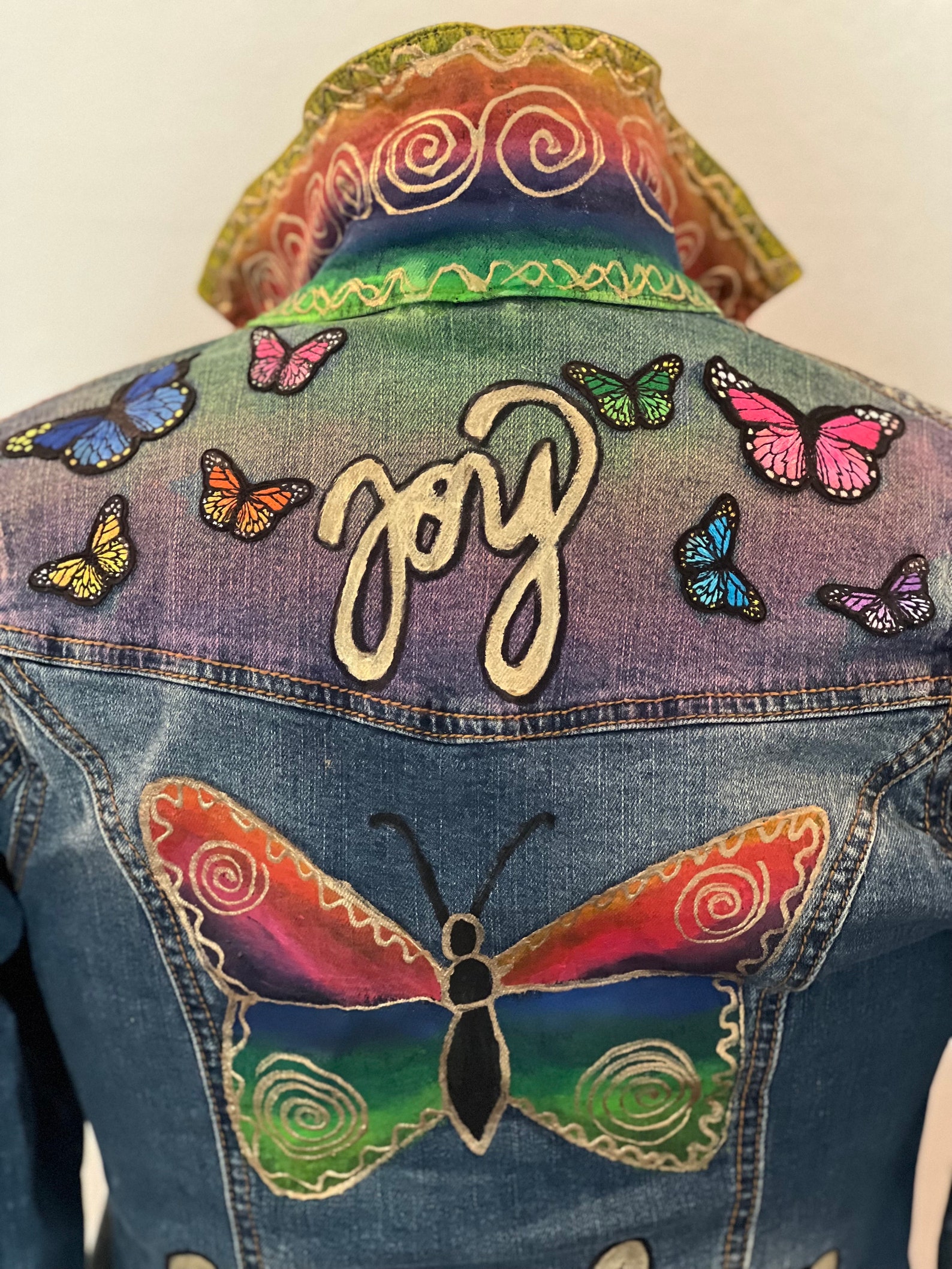 Butterfly Denim Jacket, Joyful and Free - Etsy