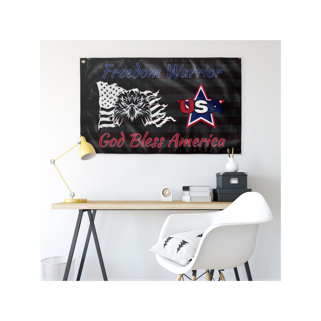 USA Wall Flag Freedom Warrior Patriotic American - Etsy