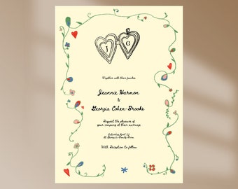 PRINT Option Hand Drawn French Inspired Wedding Invitation - Etsy