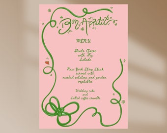 HANDWRITTEN DRINKS MENU Template, Hand Drawn Painted Colorful Cocktail ...