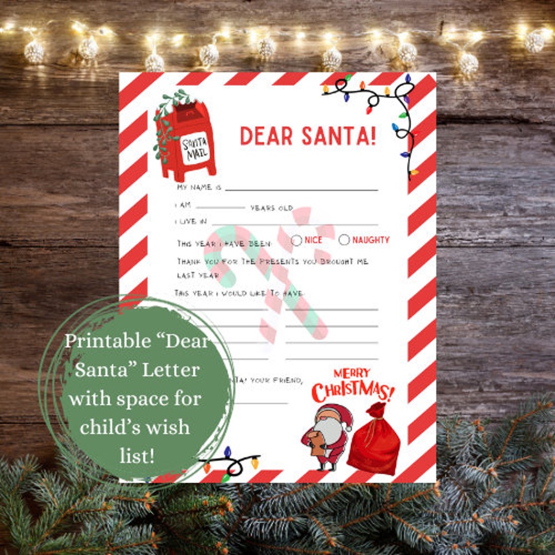 Letter to Santa. Dear Santa Letter. Christmas Wish List. Christmas Wish ...