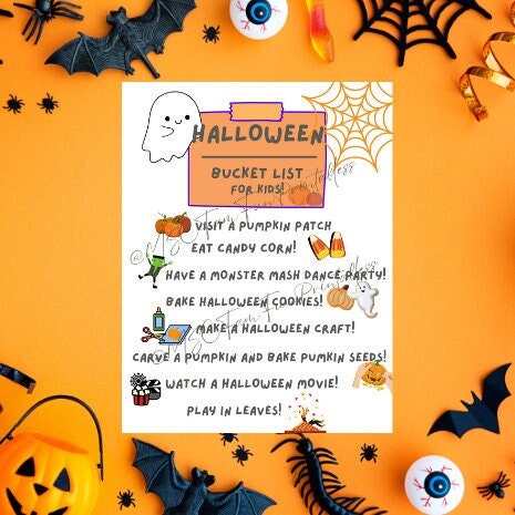 Halloween Bucket List for Kids. Printable Halloween Activity for Kids ...