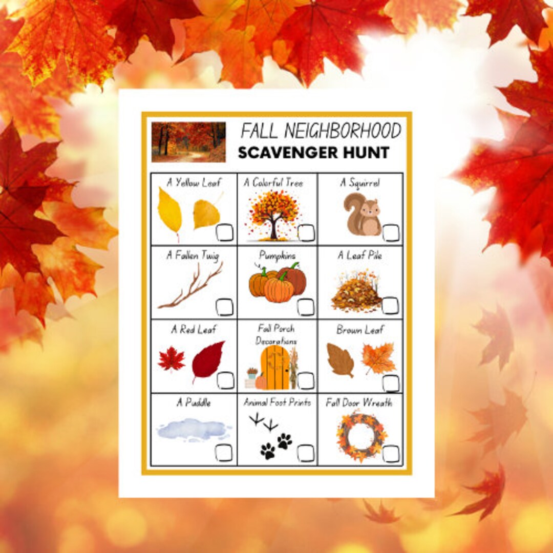 Fall Scavenger Hunt. Printable Fall Activity. Family Fun - Etsy