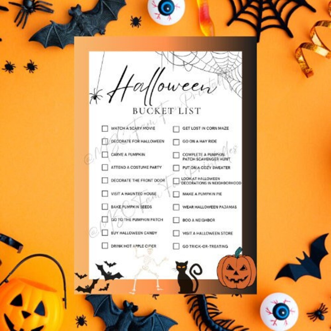 Halloween Bucket List. Printable Halloween Activity for Families ...