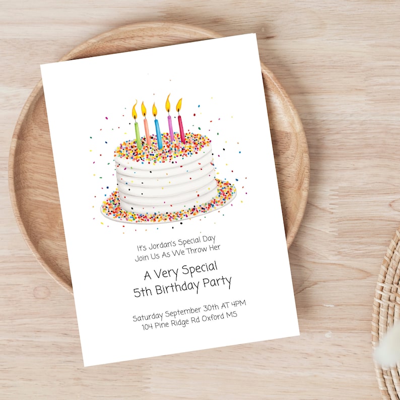 Editable Birthday Cake Invitation Birthday Party Water Color Printable ...