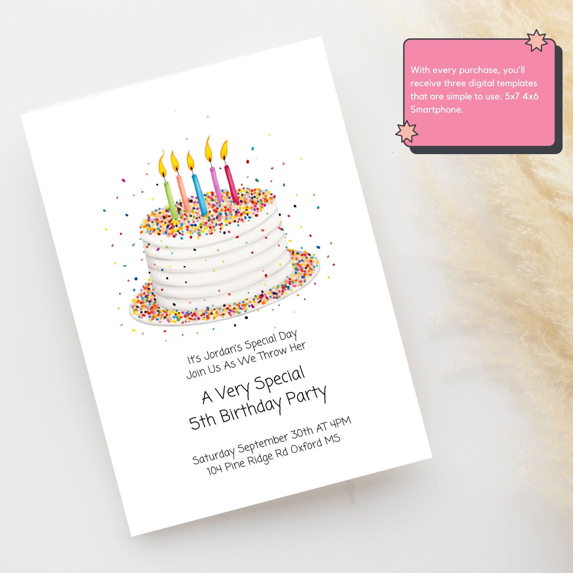 Editable Birthday Cake Invitation Birthday Party Water Color Printable ...