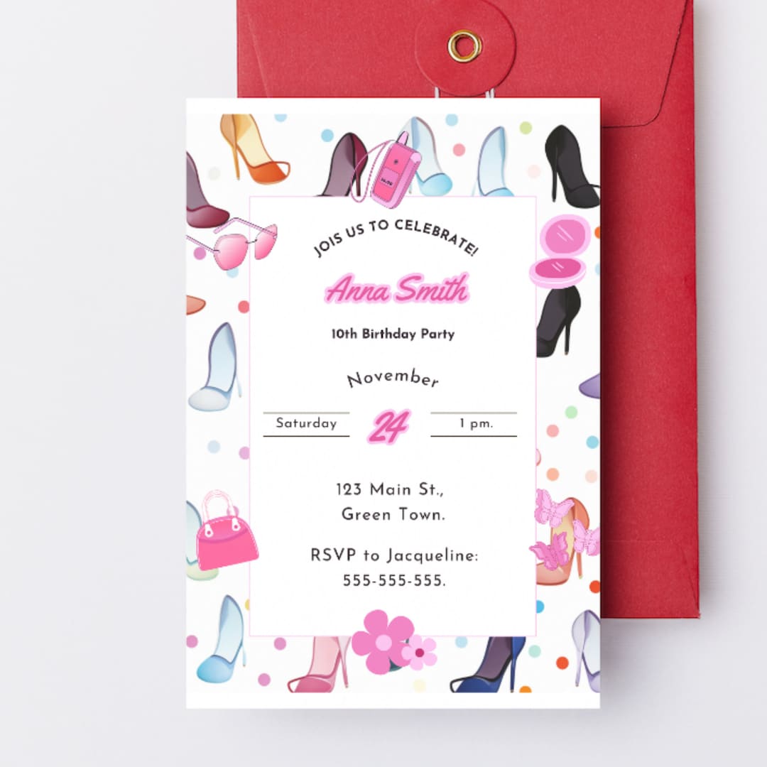 High Heel Birthday Invitation Women's Fashion Themed - Etsy