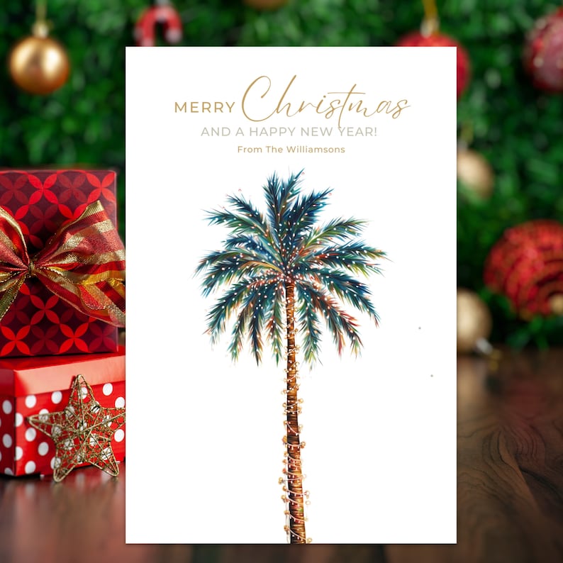 Editable Modern Minimalist Christmas Palm Tree Card Template Printable ...