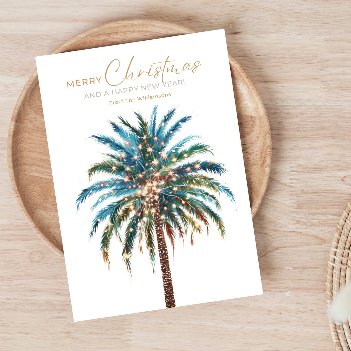 Editable Modern Minimalist Christmas Palm Tree Card Template Printable ...