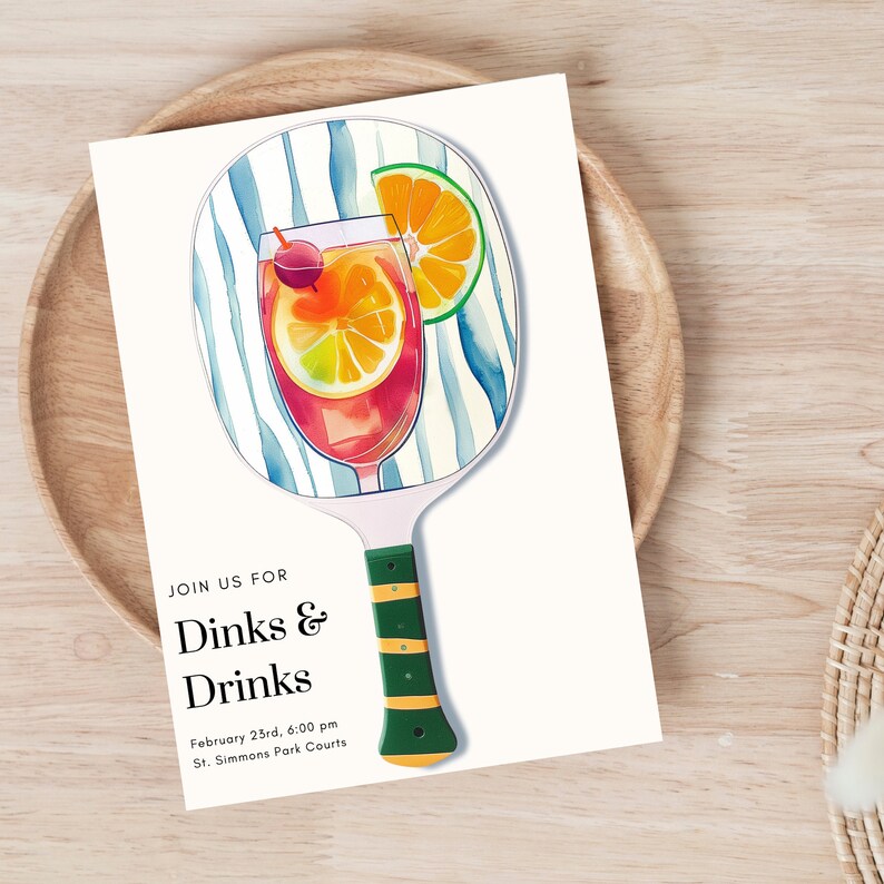 Dinks & Drinks Pickleball Party Invitation - Digital Download - Etsy