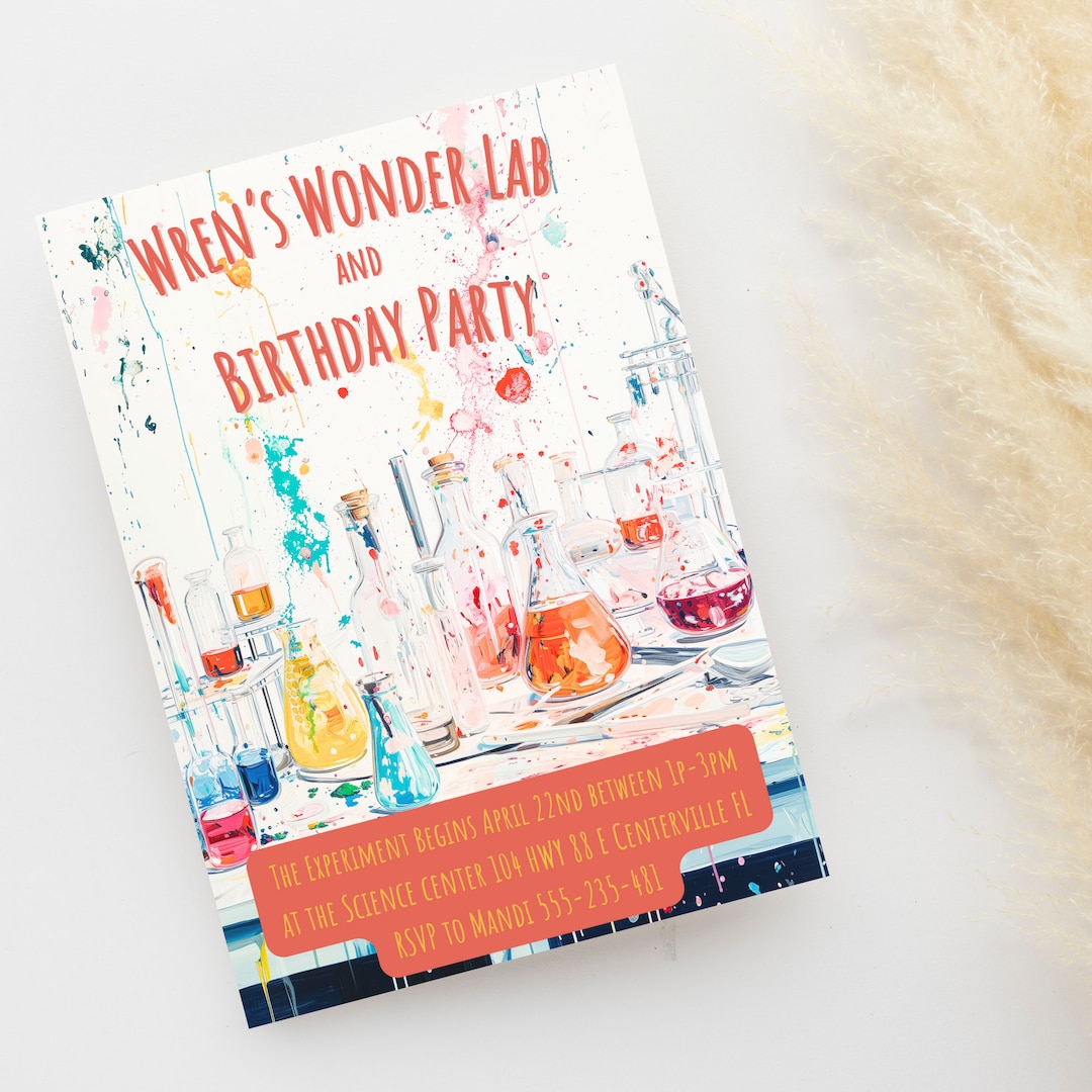 Science Birthday Party Invitation - Science Museum Wonder Lab Party ...