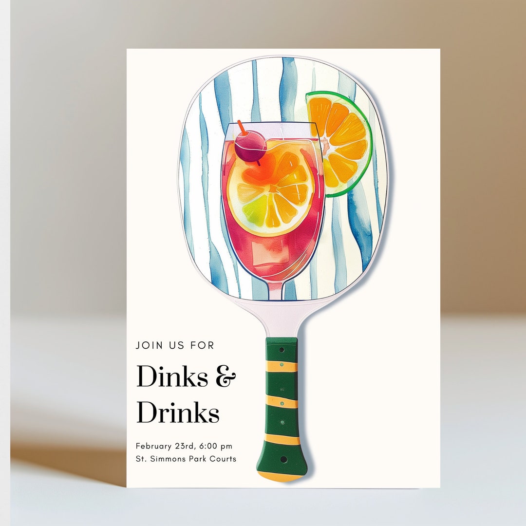 Dinks & Drinks Pickleball Party Invitation - Digital Download - Etsy