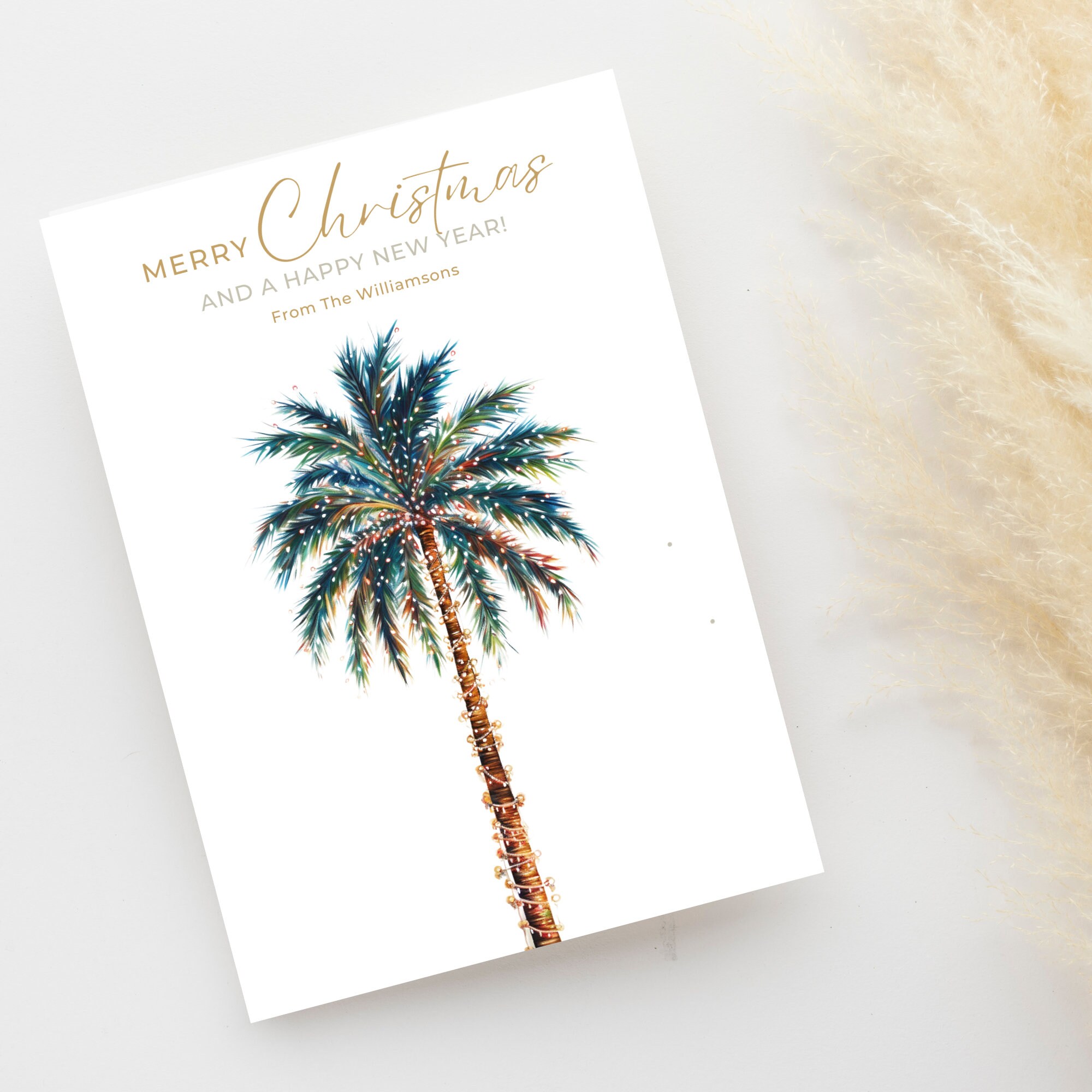 Editable Modern Minimalist Christmas Palm Tree Card Template Printable ...