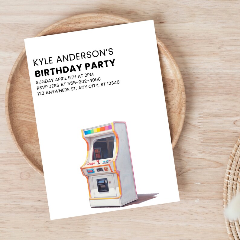 Editable Arcade Theme Invitation for Gamer Themed Birthday Party Video ...