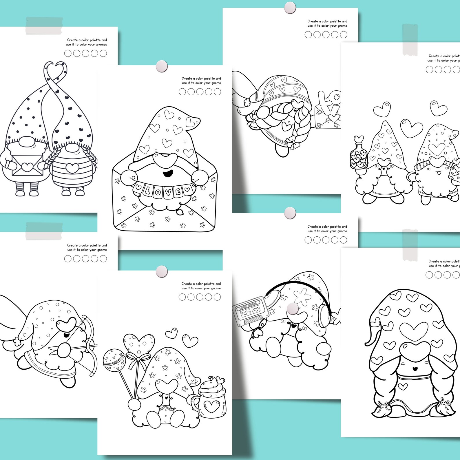 Gnome Love Coloring Pages 25 Printable Colouring Pages for Instant ...