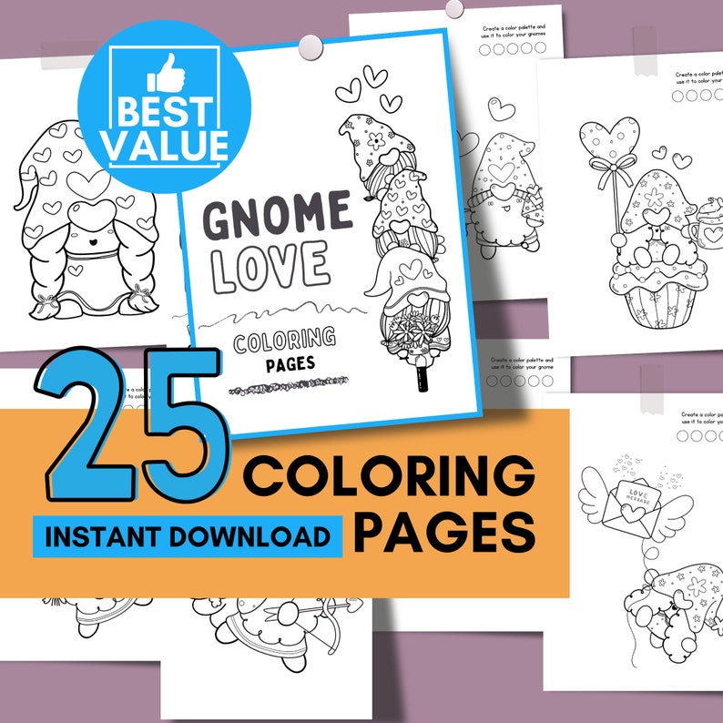 Gnome Love Coloring Pages 25 Printable Colouring Pages for Instant ...