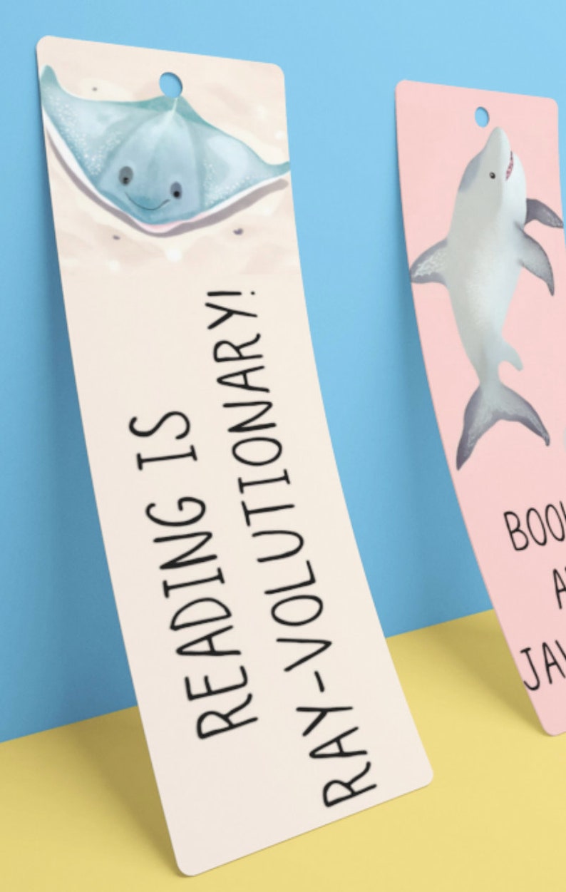 Printable Bookmarks for Book Lovers, Digital Ocean Bookmarks, Shark ...
