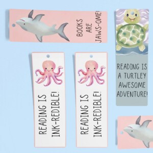 Printable Bookmarks for Book Lovers, Digital Ocean Bookmarks, Shark ...