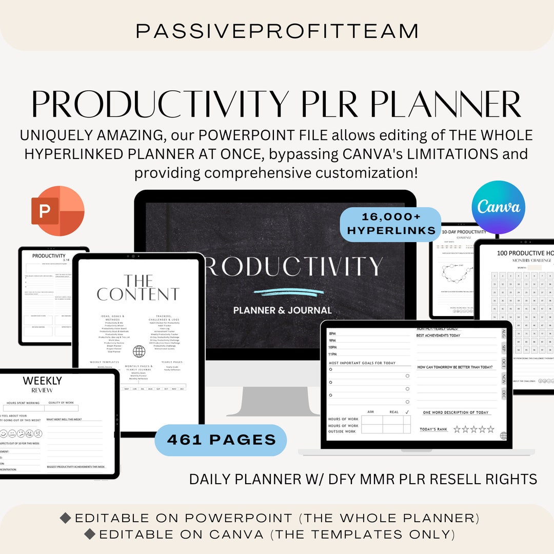 Productivity PLR Planner, MMR Planner, Daily Plr Planner, Done for You ...