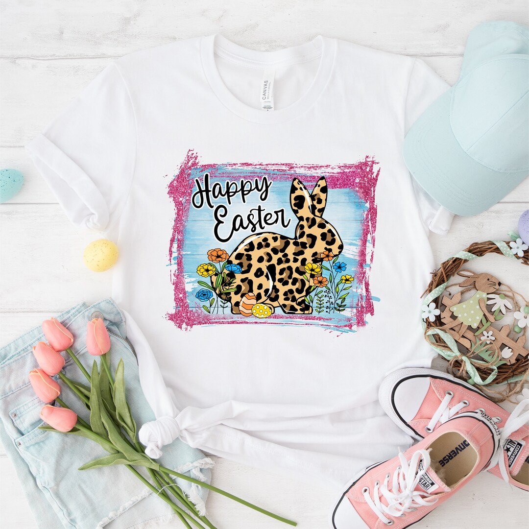 Easter Leopard Print Shirt, Easter Shirt, Happy Easter Bunny Shirt ...
