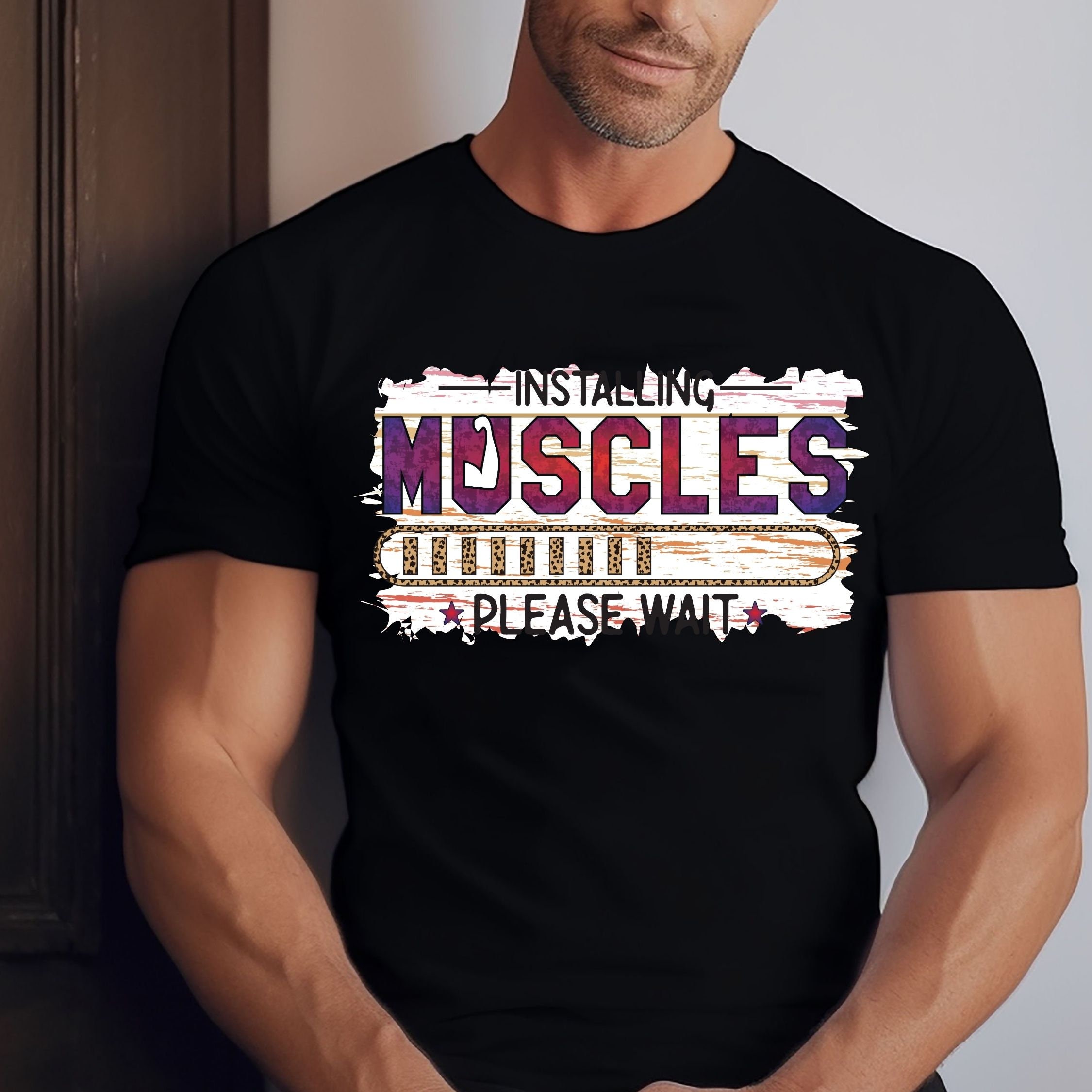 Muscle Installing Shirt, Please Wait, Workout Humor Shirt, Lift Weight ...
