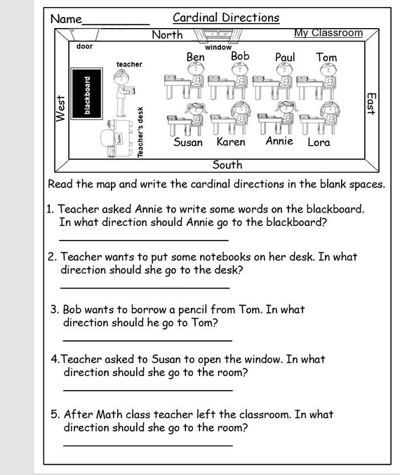 Cardinal Directions For Kids Worksheet