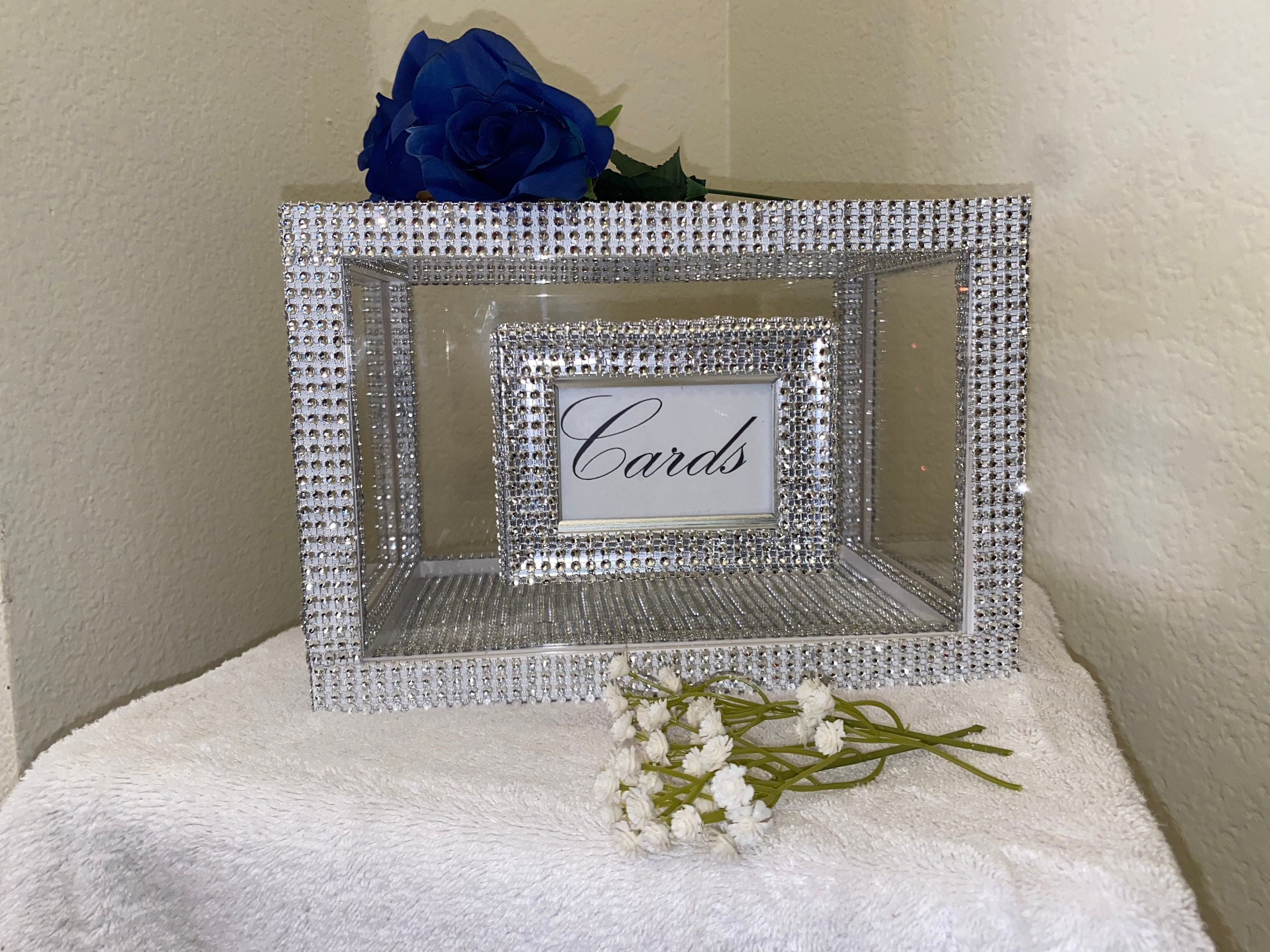 Acrylic Wedding Bling Wrap Card Box W/slot/party Gift Card Box/wedding ...