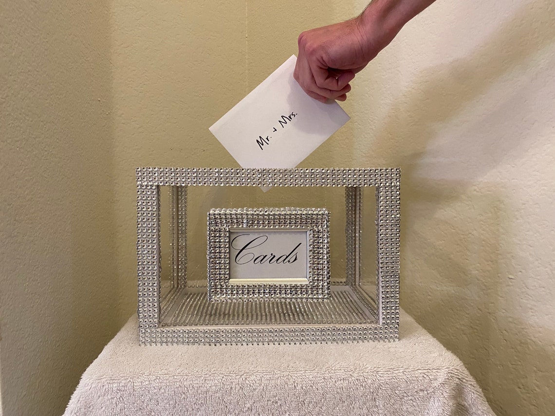 Acrylic Wedding Bling Wrap Card Box W/slot/party Gift Card Box/wedding ...