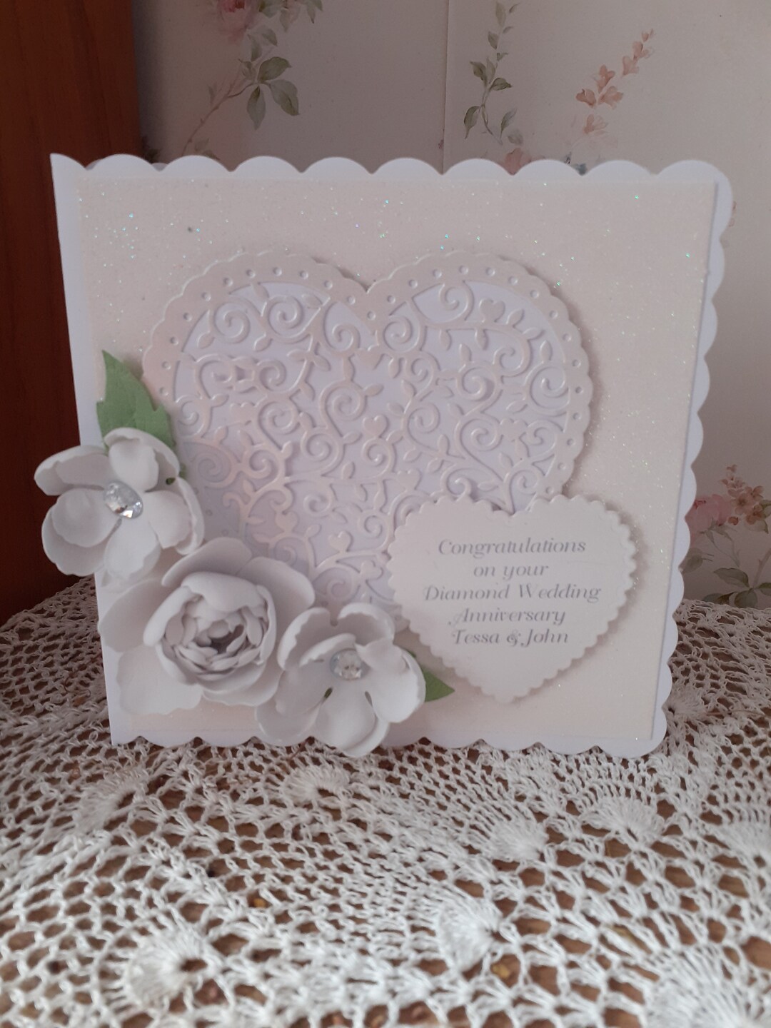 Handmade Luxury Personalised Diamond Anniversary Card - Etsy UK