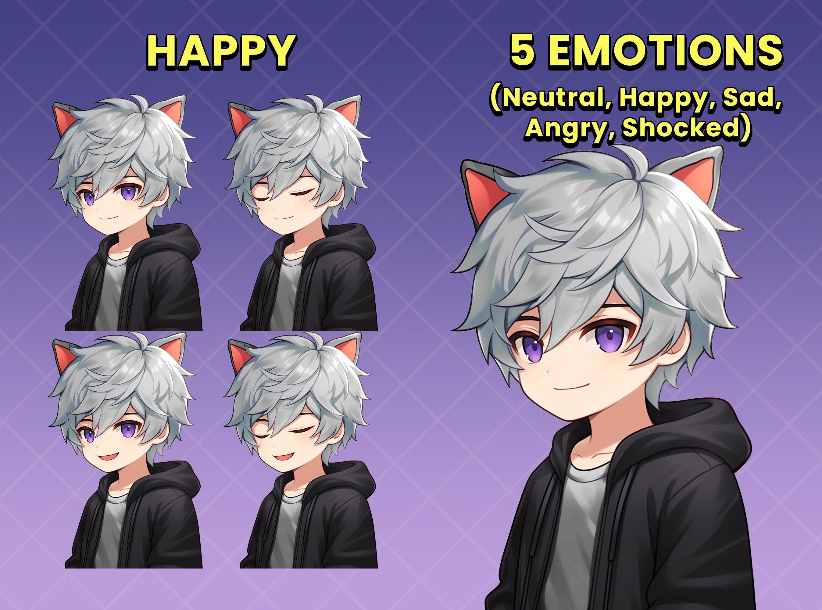 Chibi Cat Boy Pngtuber: Ready to Use Vtuber Model - Etsy