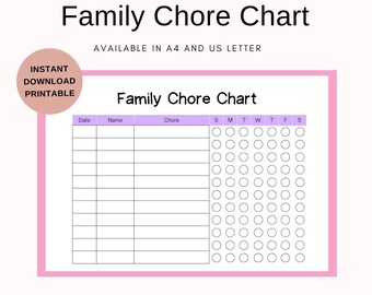 Kid's Daily Routine Checklist, Family Chore Chart, Responsibilty Chart ...