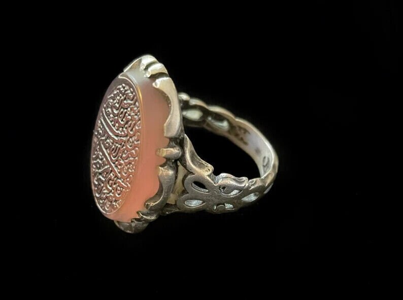 Agate Men's Ring,handmade Islamic Arabic Prayer Silver 925K, Muslim ...
