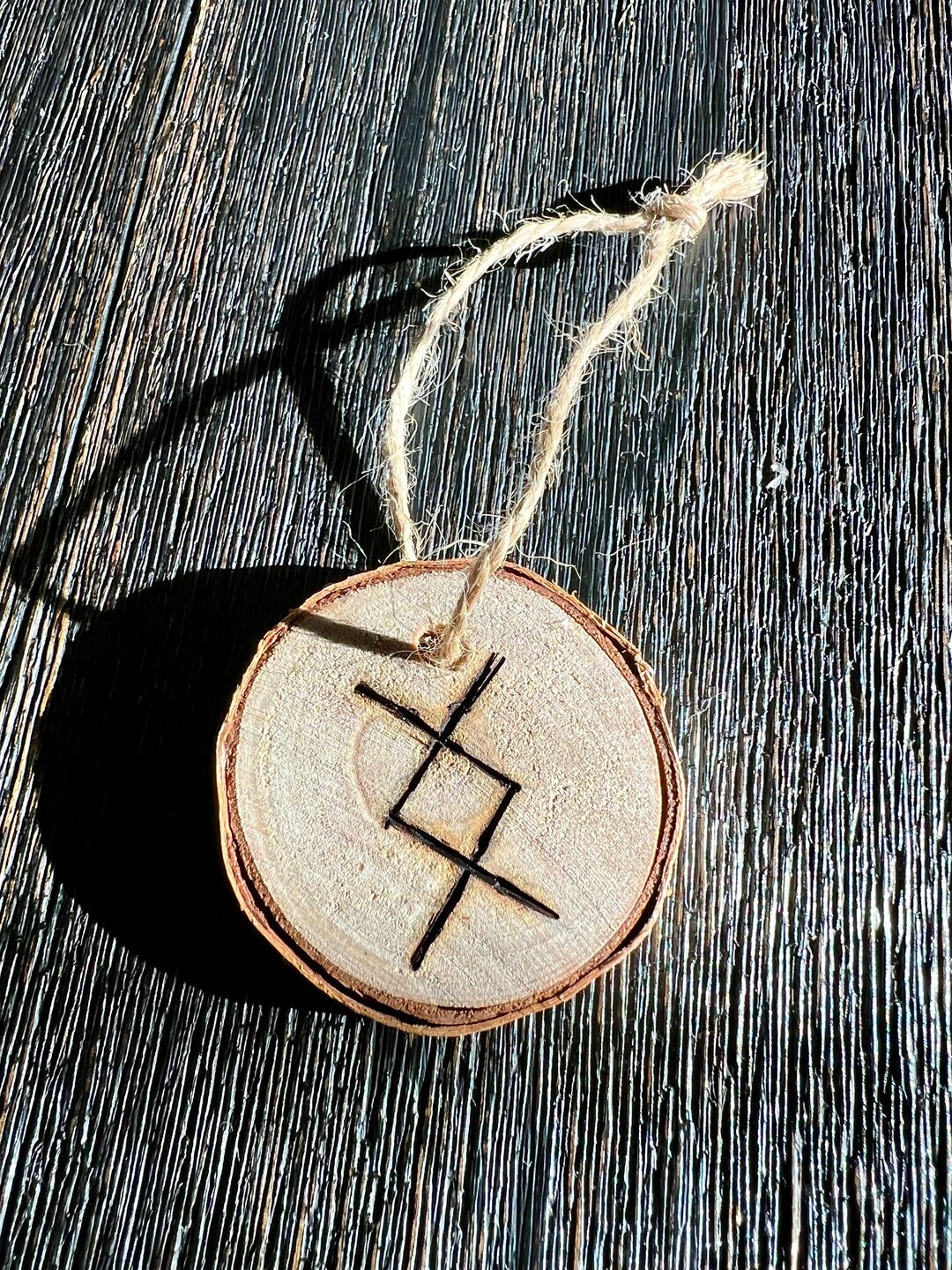 Birch Wood Rustic Norse Rune Ornament Inguz - Etsy