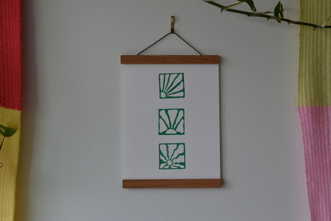 Original Linocut Print | 3 Phases of a Sun Flower - Etsy