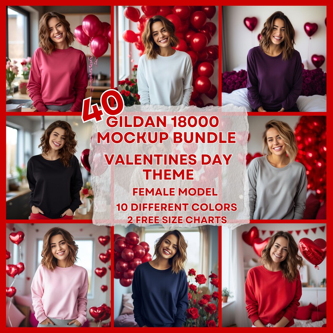 40 Gildan 18000 Valentines Day Mockup Bundle, G 18000 Gildan Valentines ...