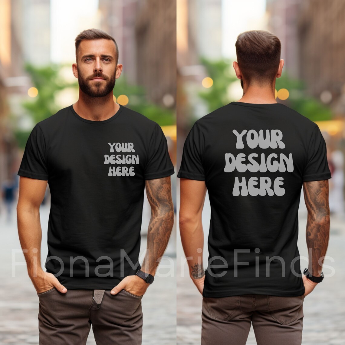 Front and Back Bella Canvas 3001 Mockup, Front Back Mockup 3001 ...