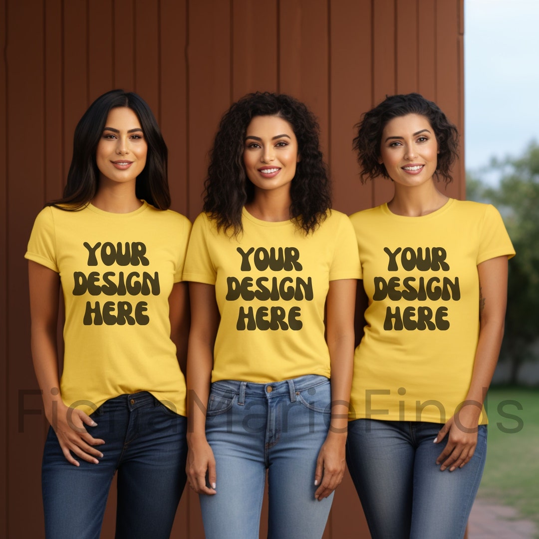 Friends Group Mockup Bundle, Group of Girls Maize Yellow Tshirt Mockup ...